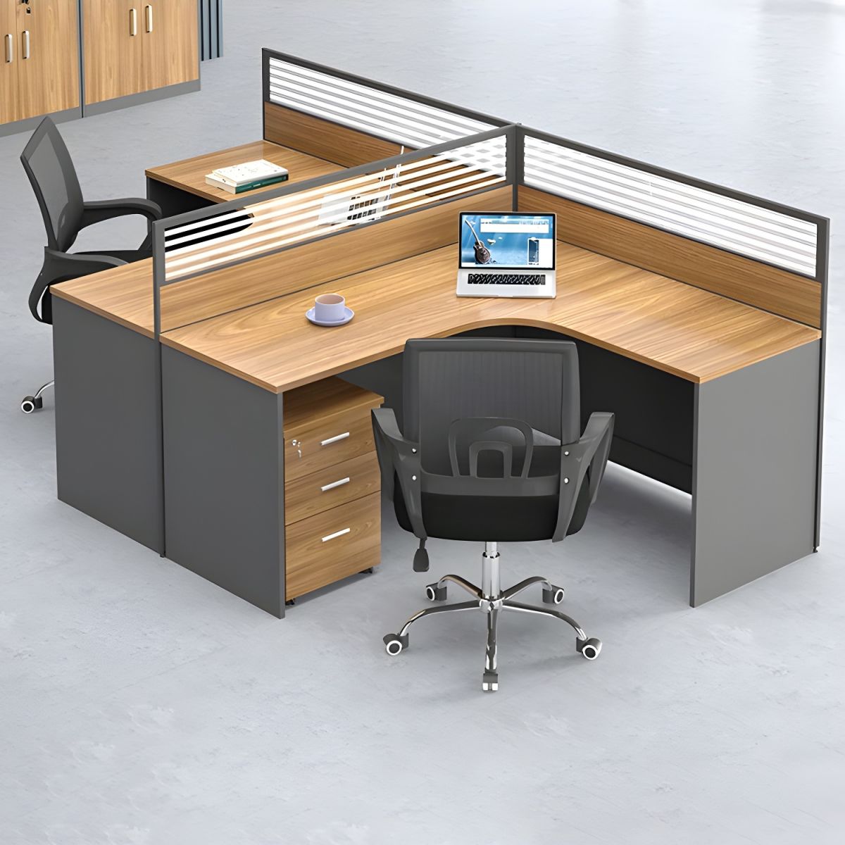 L-Shaped Modern Office Workstation - Ideal Furniture