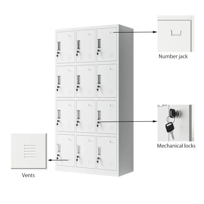 12-Door Steel Locker Cabinet - Ideal Furniture