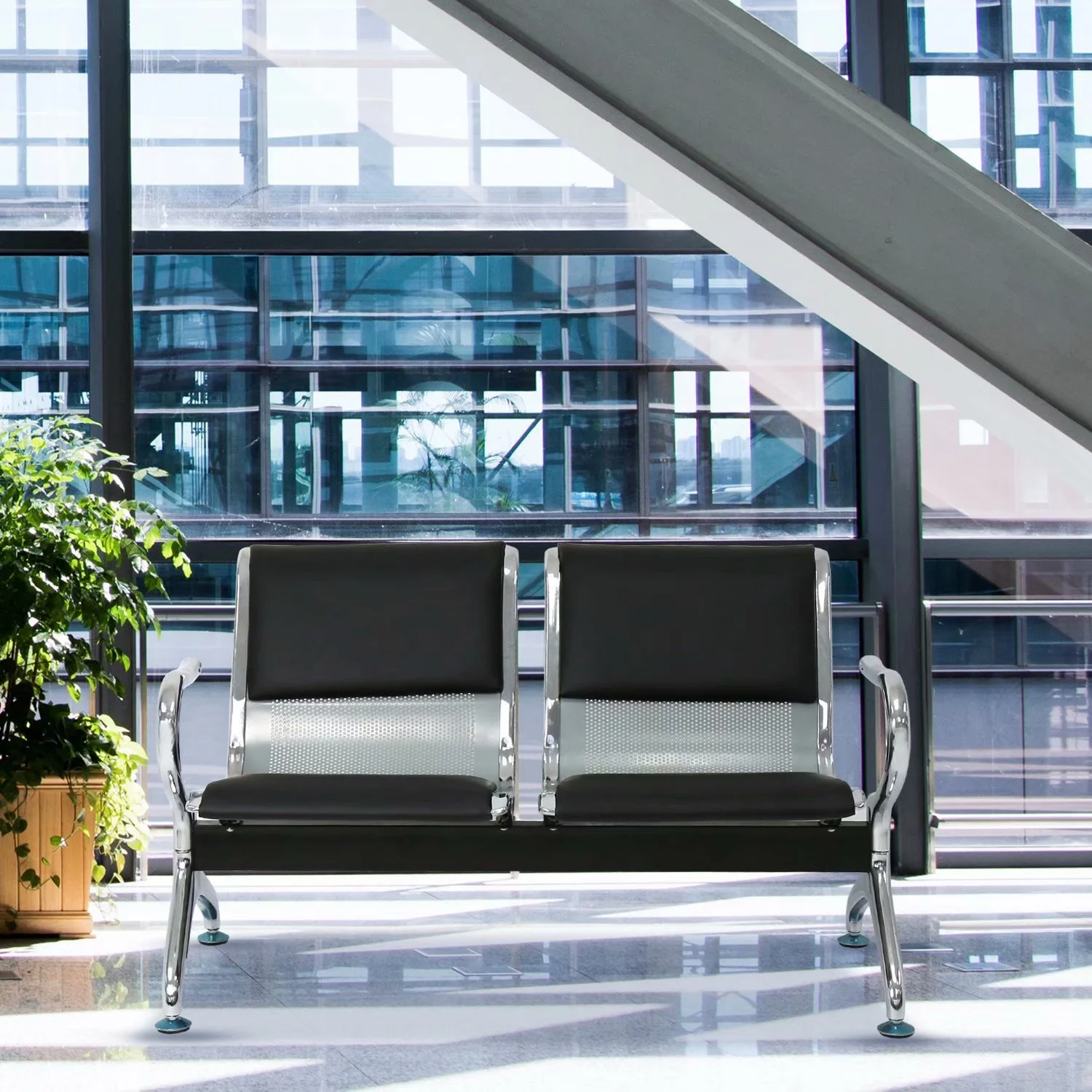 2 Seats PU Leather Office Guest Reception Bench - Ideal Furniture ...